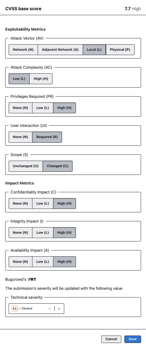 Taking platform support for CVSS to the next level | @Bugcrowd